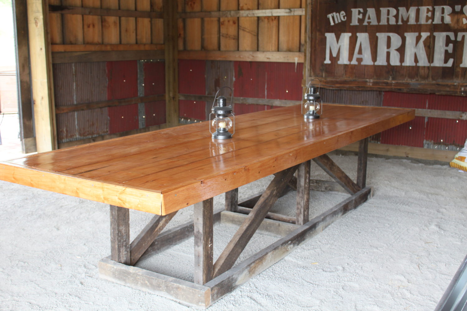 The Recycled Barn Trestle Table - Seating for 14 - Old World Garden Farms